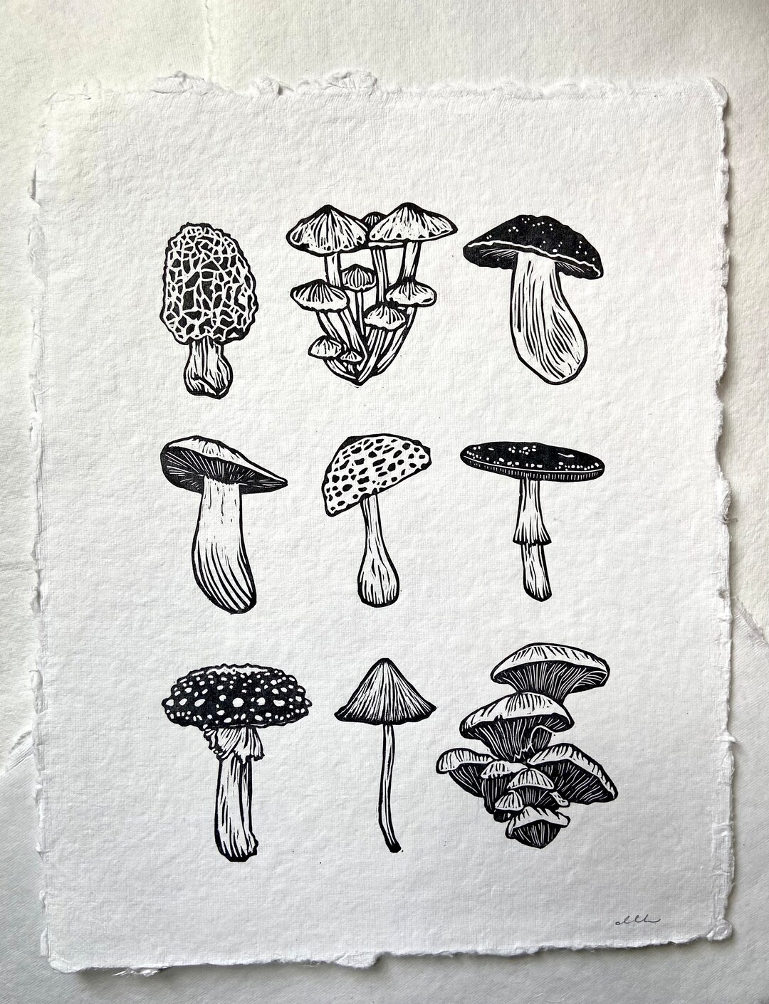 Mushrooms | Print | Cottage Core | Original Art | Block Print | Hand ...