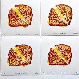 Grilled Cheese Block Print. Food Wall Art. Kitchen Decor. Original ...