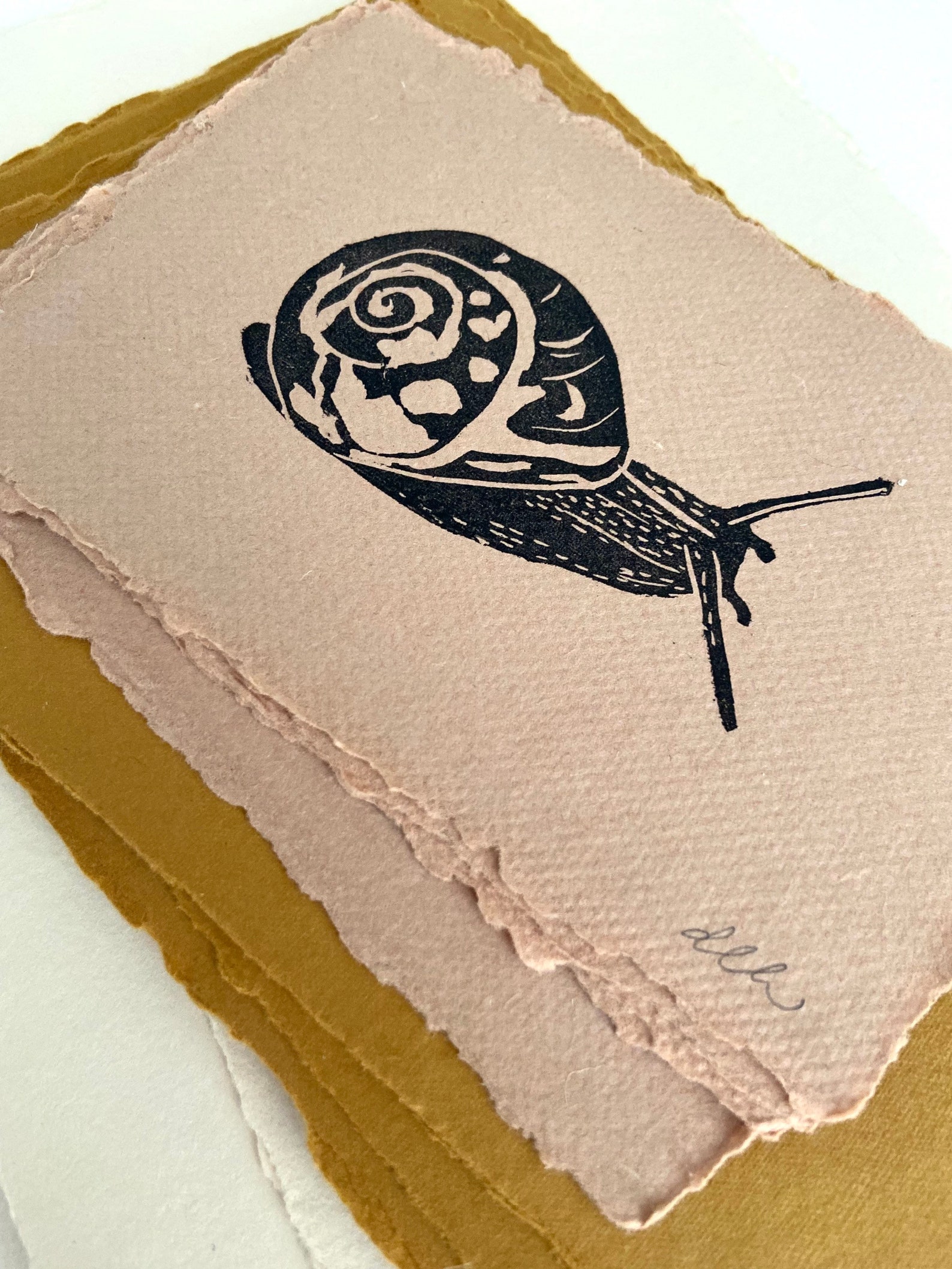 Snail Original Art Block Print Hand Carved Hand | Etsy