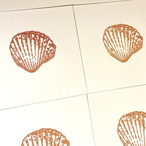 Seashell Print | Ocean Print | Shell Linocut | Beach Art | Block Print | Hand Carved | Hand ...