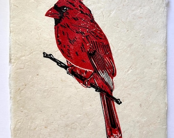 Cardinal Original Block Print - Etsy