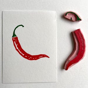 Chili Pepper Print | Chili Pepper Linocut | Spicy Pepper Print ...