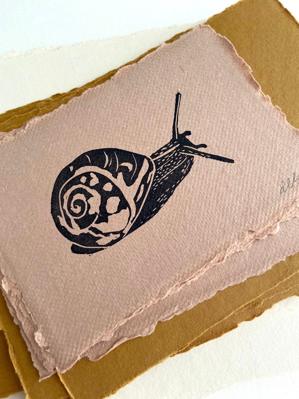 Snail Original Art Block Print Hand Carved Hand | Etsy