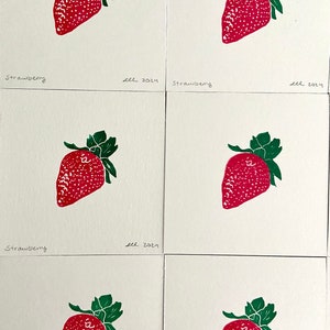 Small Strawberry | Original Block Print | Hand Carved | Hand Printed - Etsy