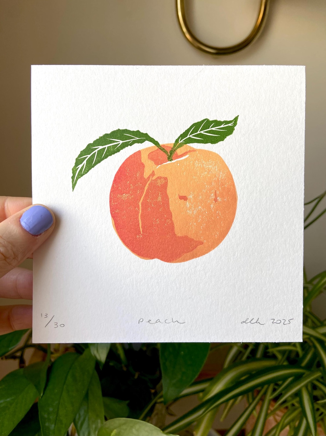 Peach Block Print | Farmers Market | Fruit Print | Produce Linocut ...
