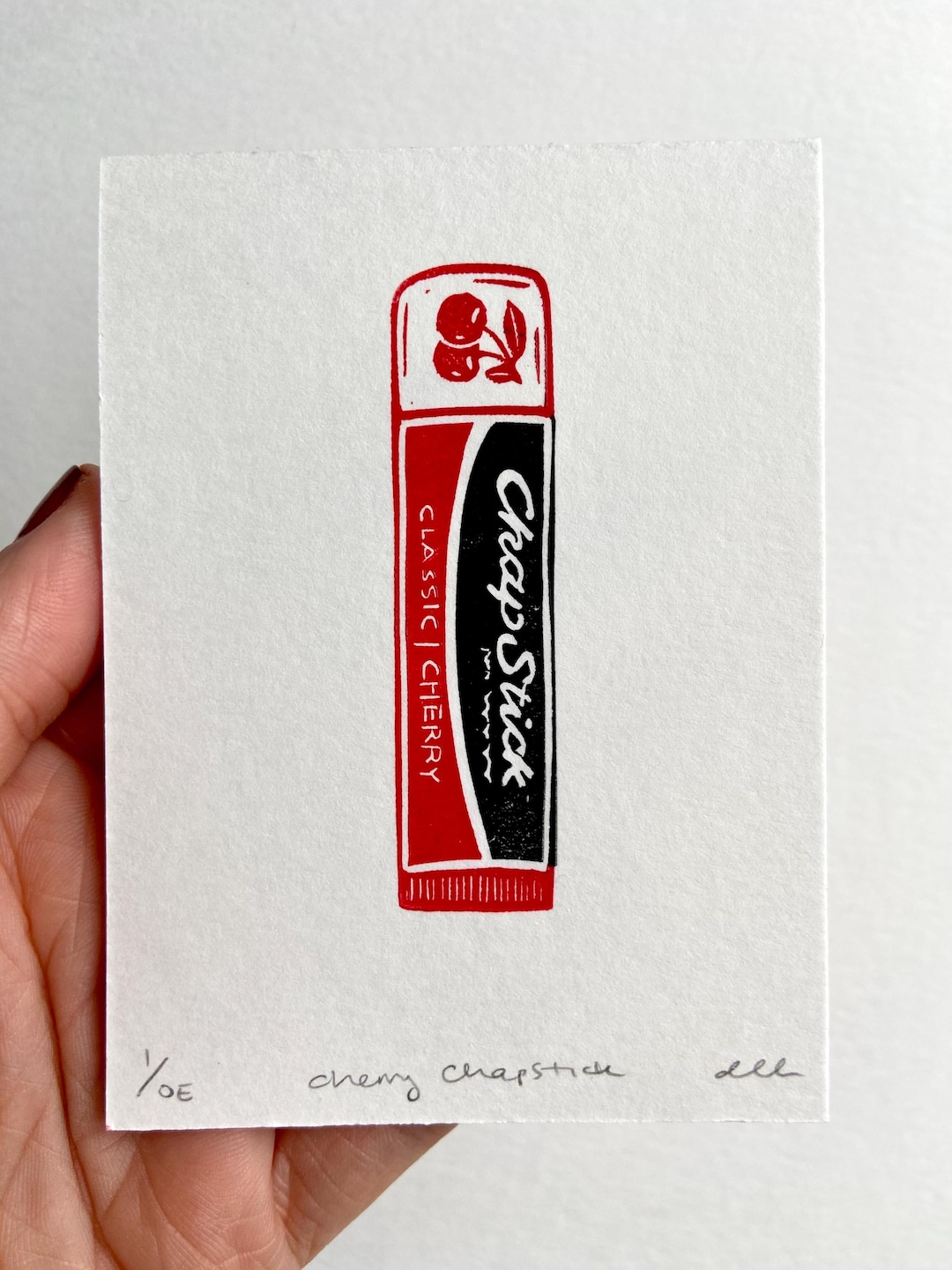 Cherry Chapstick Print | Chapstick Linocut | Nostalgia Print | Original ...