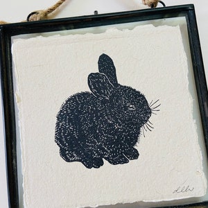 Bunny Original Art Block Print Hand Carved Hand - Etsy