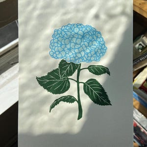 Hydrangea Block Print | Botanical Art | Hydrangea Print | Flower ...