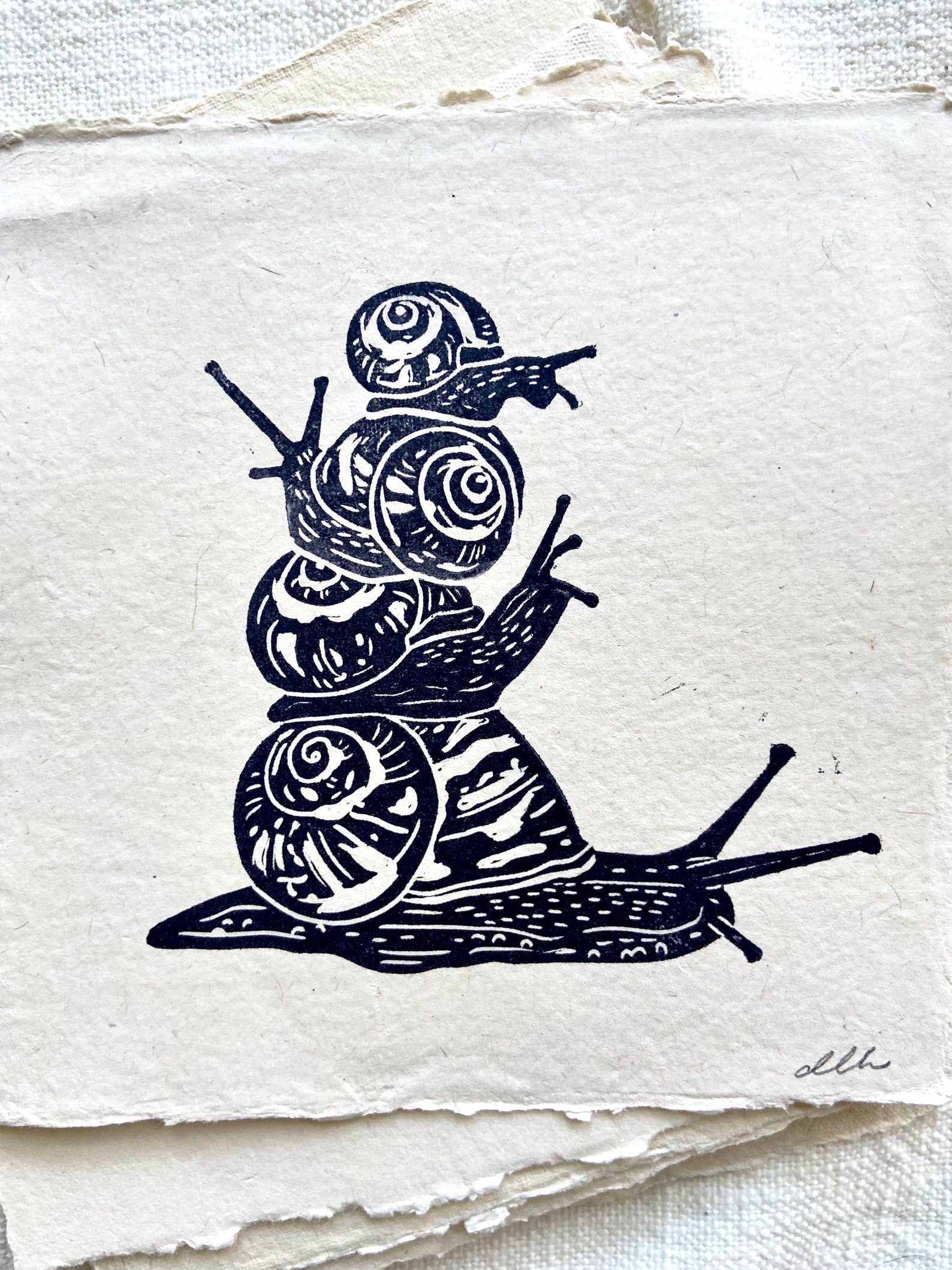 Snail Tower Hand Carved Hand Printed Original Art | Etsy