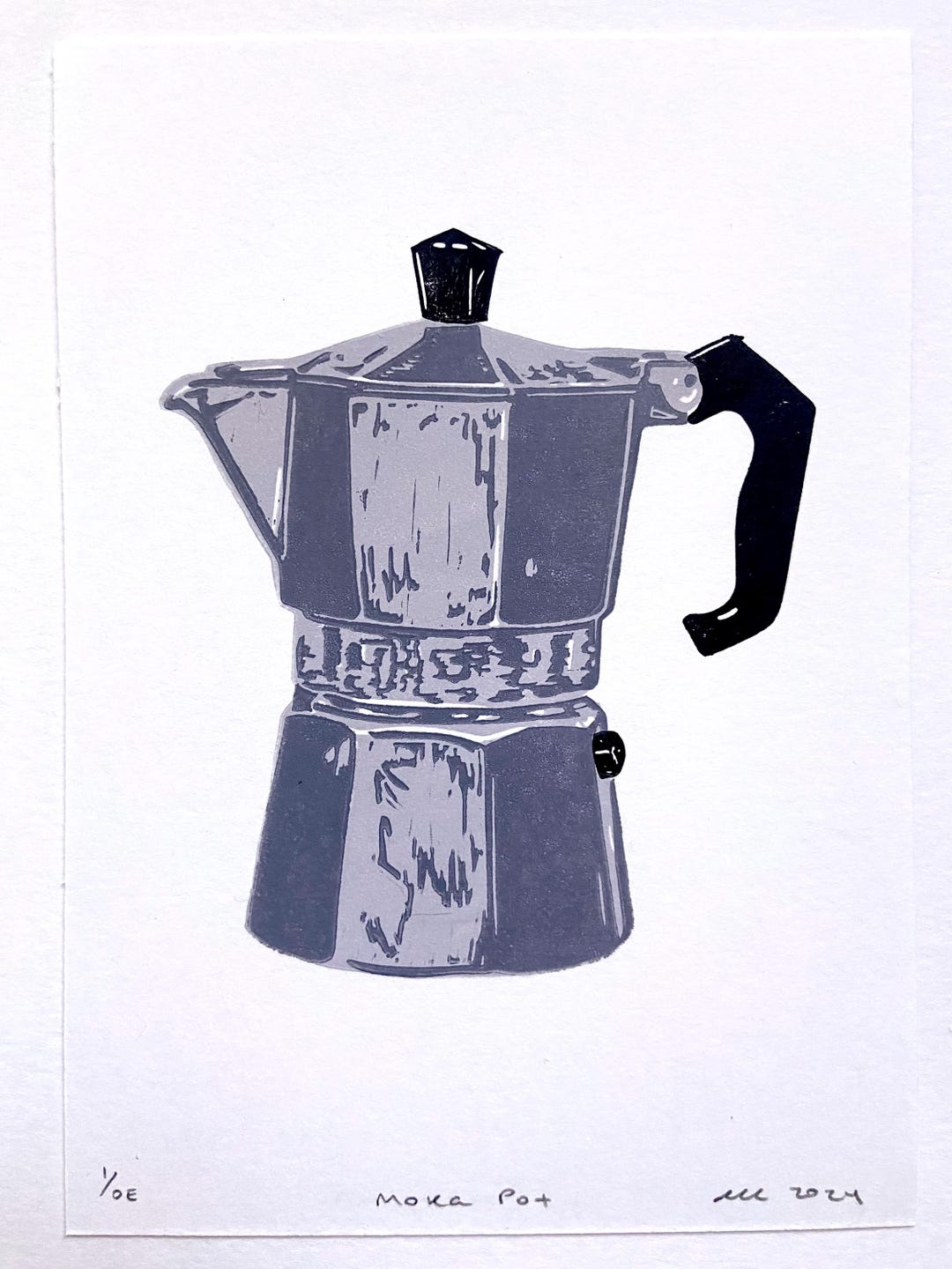 Moka Pot Block Print | Coffee Pot Linocut | Espresso Art | Kitchen Art ...