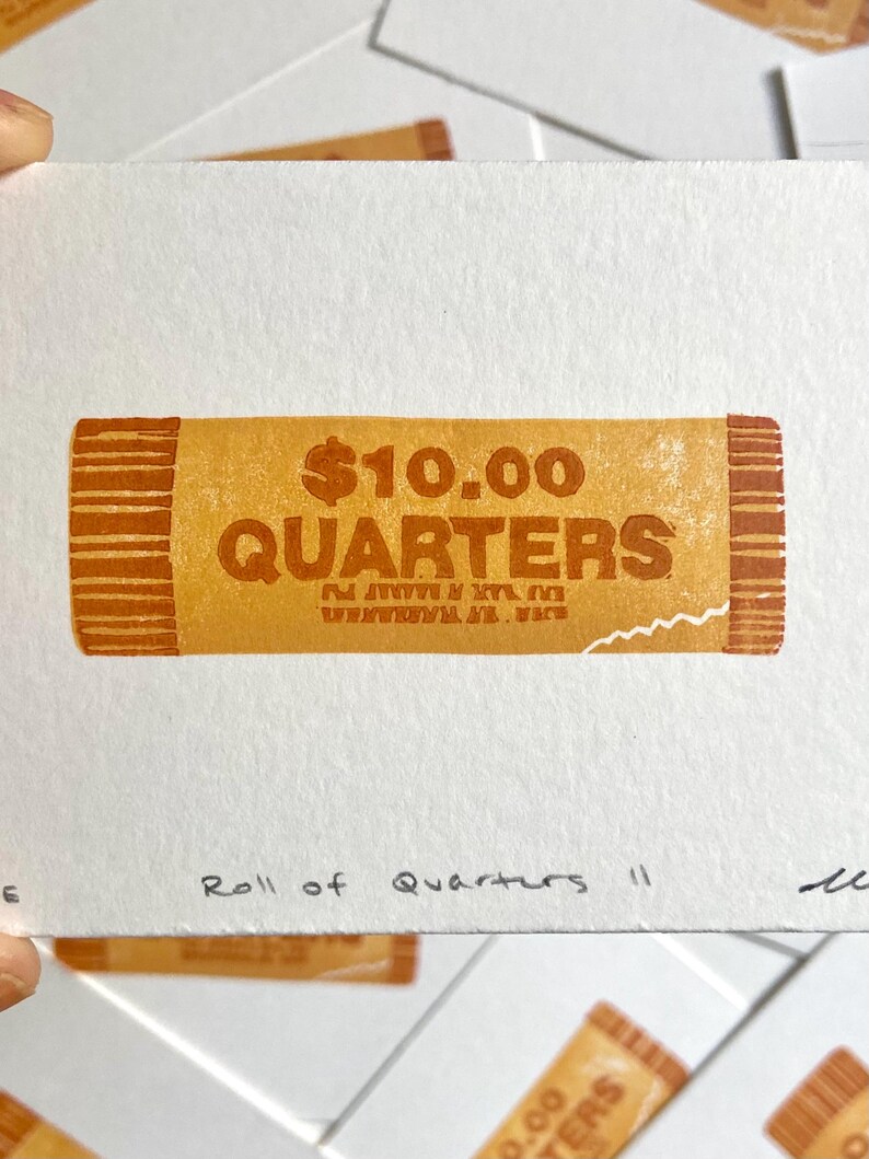 Quarter Roll Block Print. Nostalgia Wall Art. Junk Drawer Decor ...