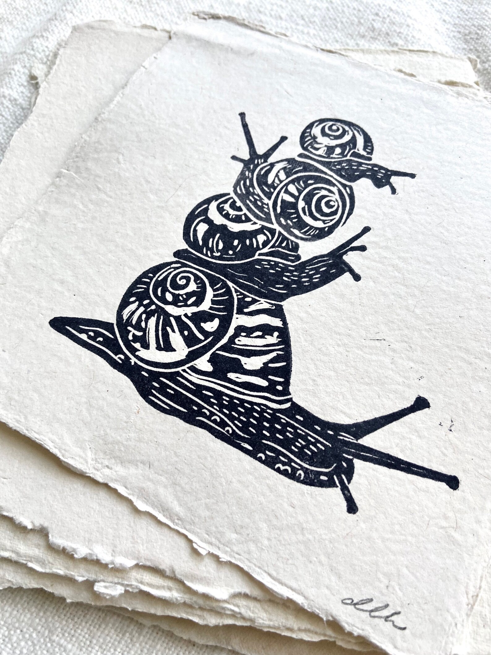 Snail Tower Hand Carved Hand Printed Original Art | Etsy