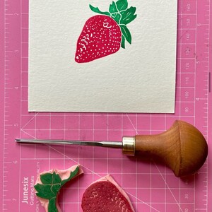 Small Strawberry Original Block Print Hand Carved Hand Printed - Etsy