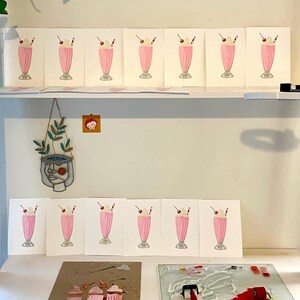 Strawberry Milkshake Block Print. Food Wall Art. Kitchen Decor ...