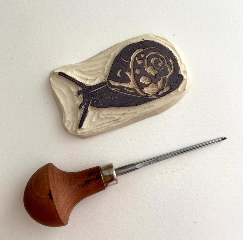 Snail Original Art Block Print Hand Carved Hand | Etsy