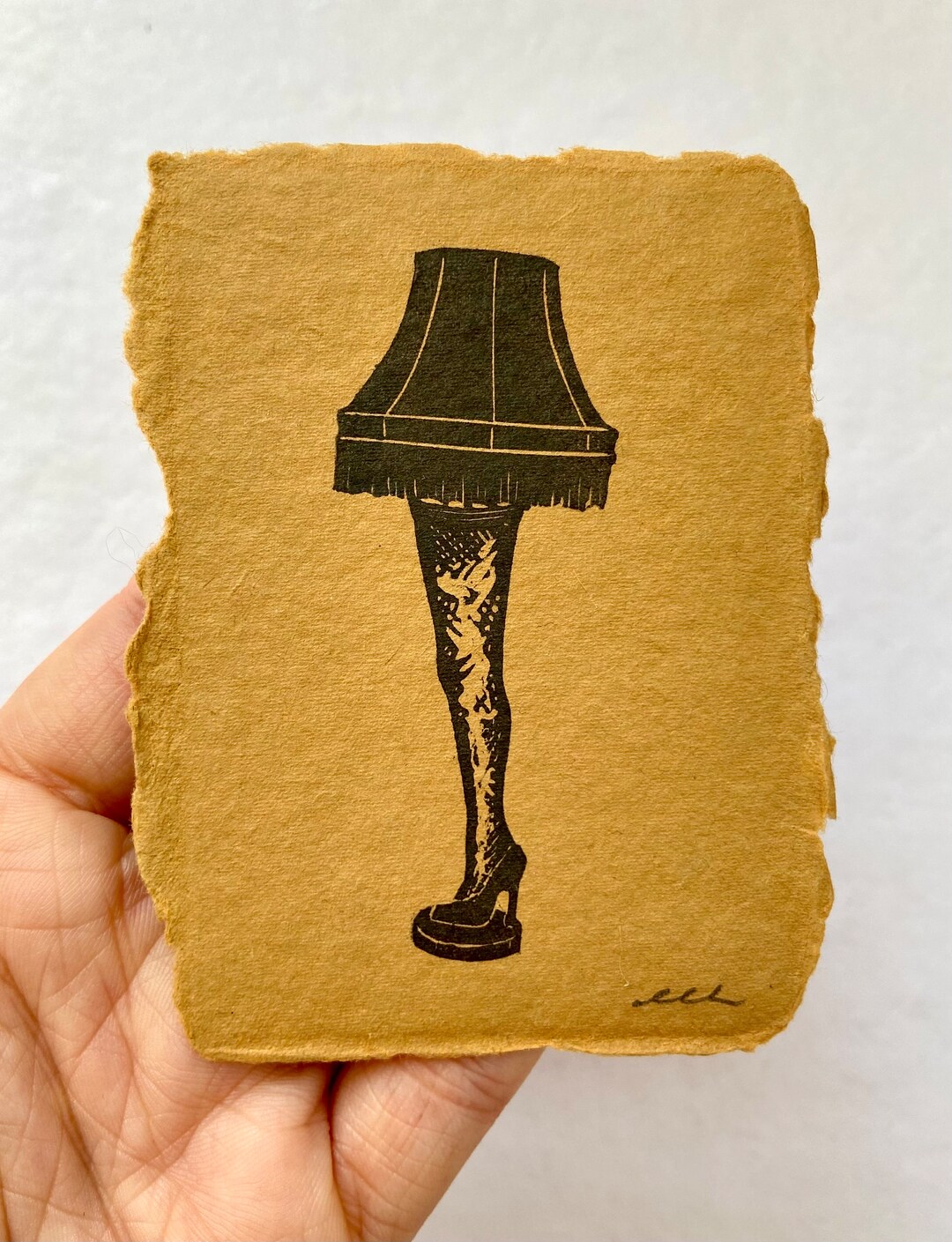 Mini Leg Lamp A Christmas Story Christmas Gift Block Print Original Art ...