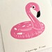 Flamingo Float Flamingo Linocut Summer Art Hand Carved Hand Printed ...