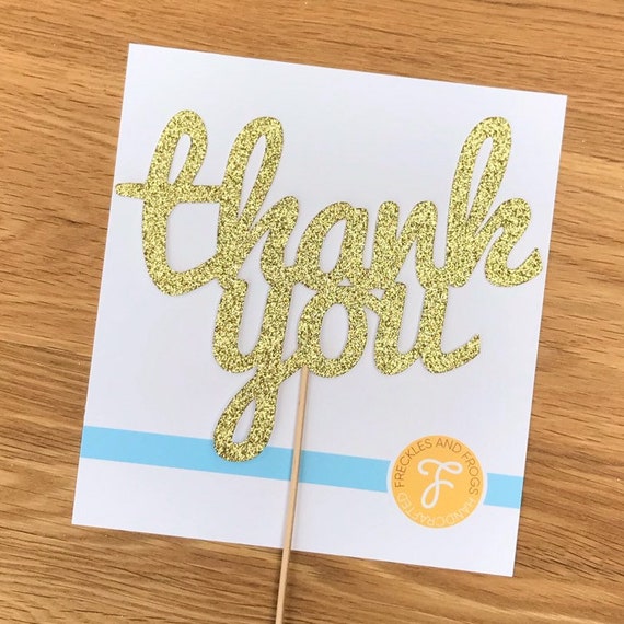 Thank You Cake Topper Glitter Card Cake Decoration - Etsy UK