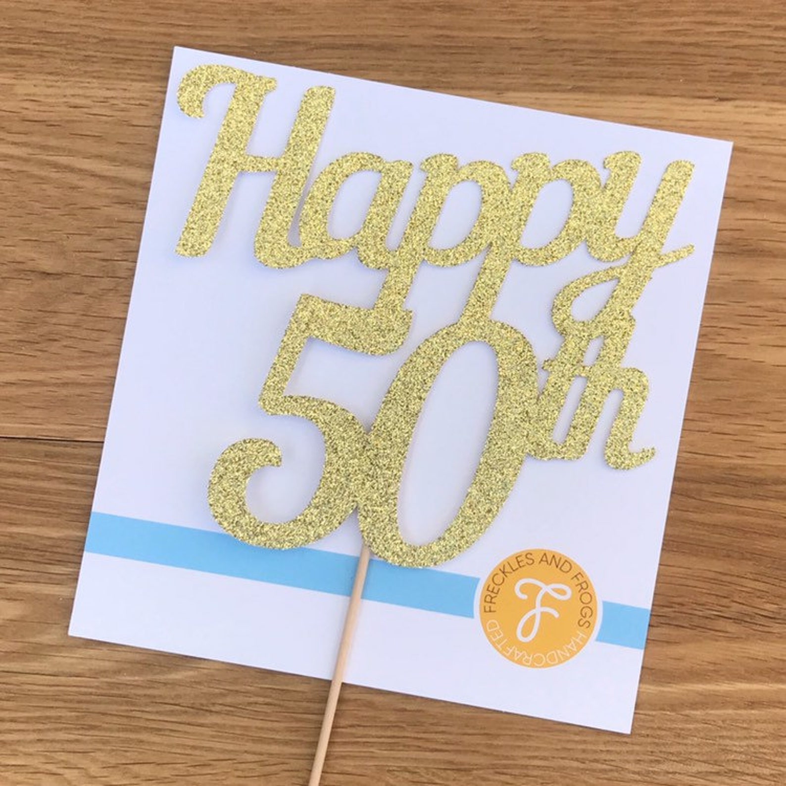 Happy 50th Cake Topper Glitter Card Birthday Cake Topper | Etsy