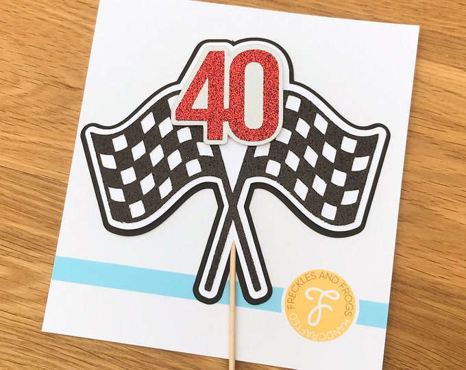 Racing Flag Cake Topper Birthday Cake Topper Age Topper Birthday Cake ...