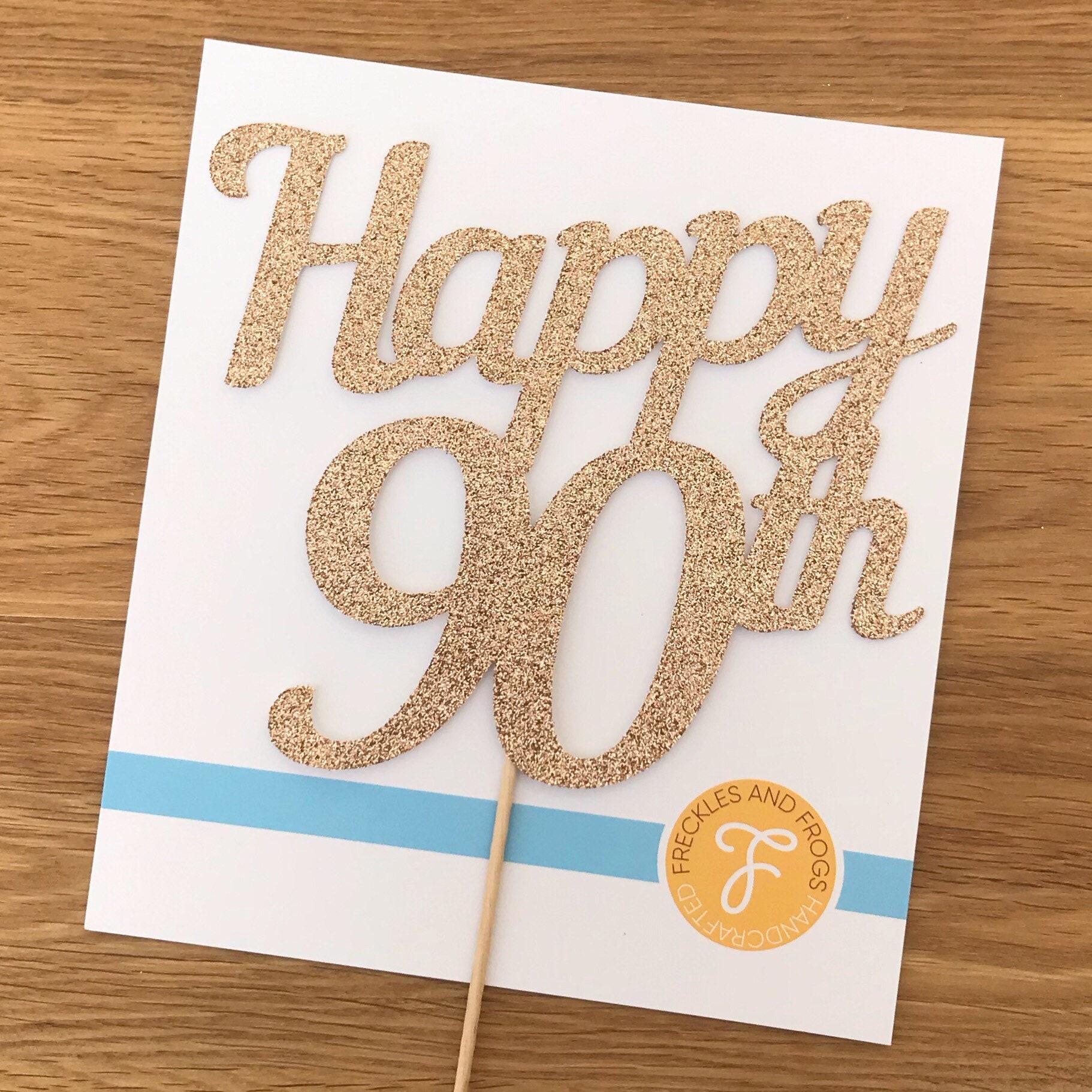 Happy 90th Cake Topper Glitter Card Birthday Cake Topper | Etsy