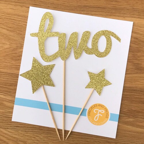 2nd Birthday Cake Topper Two Cake Topper Set Glitter Card | Etsy
