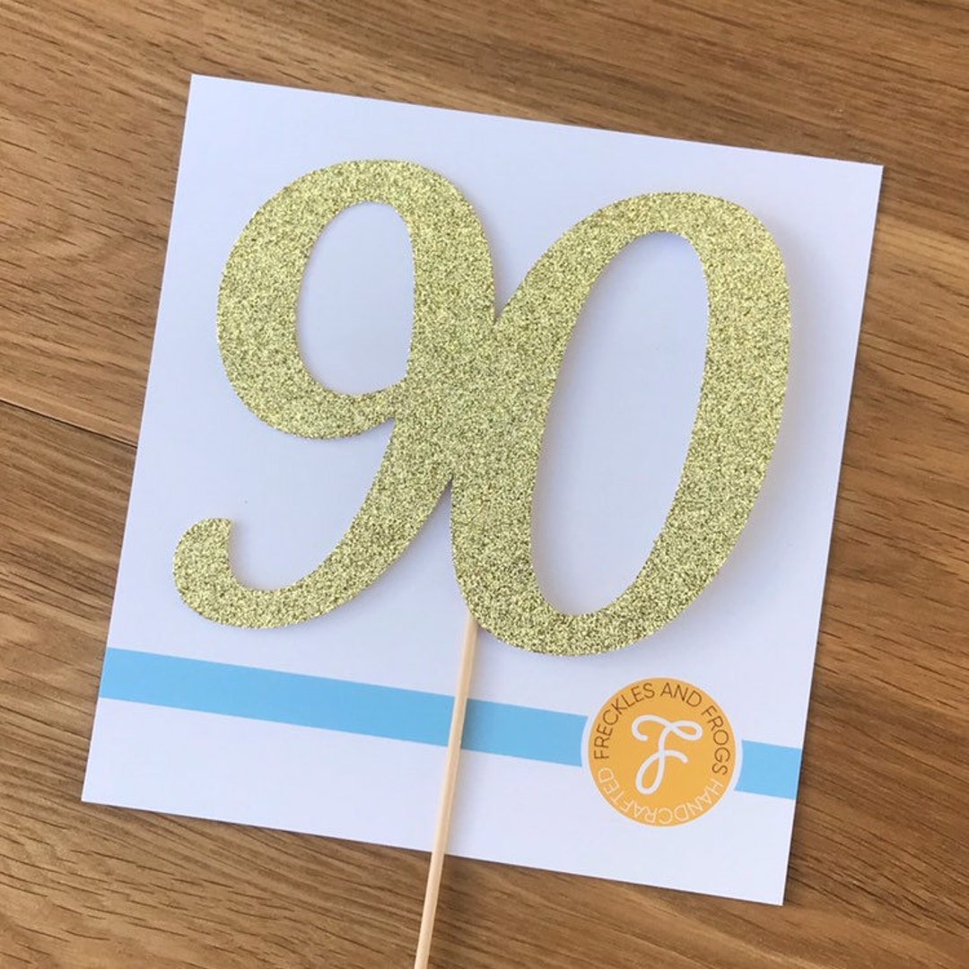 90 Cake Topper Glitter Card 90th Birthday Cake Topper - Etsy