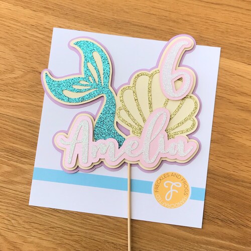 Personalised Mermaid Cake Topper ANY AGE & NAME in Many Skin - Etsy