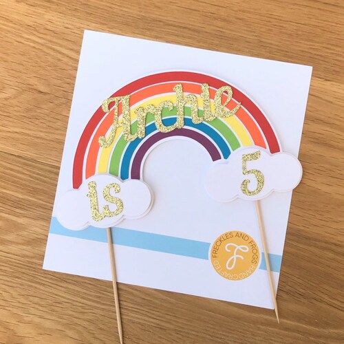 Rainbow Cake Bunting Cake Topper Personalised | Etsy
