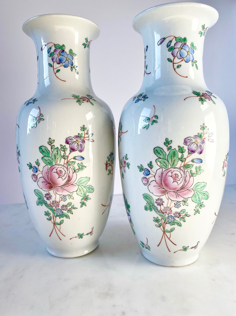 Vintage Maitland Smith Hand Painted Porcelain Chinoiserie Vases - Etsy