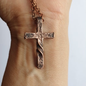 Sacrifice Rustic Copper Cross Electroformed Necklace - Etsy