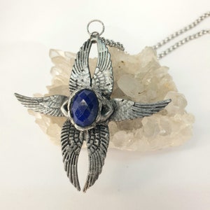 Seraphim: Biblical Angel With Faceted Lapis Lazuli Silver Necklace - Etsy