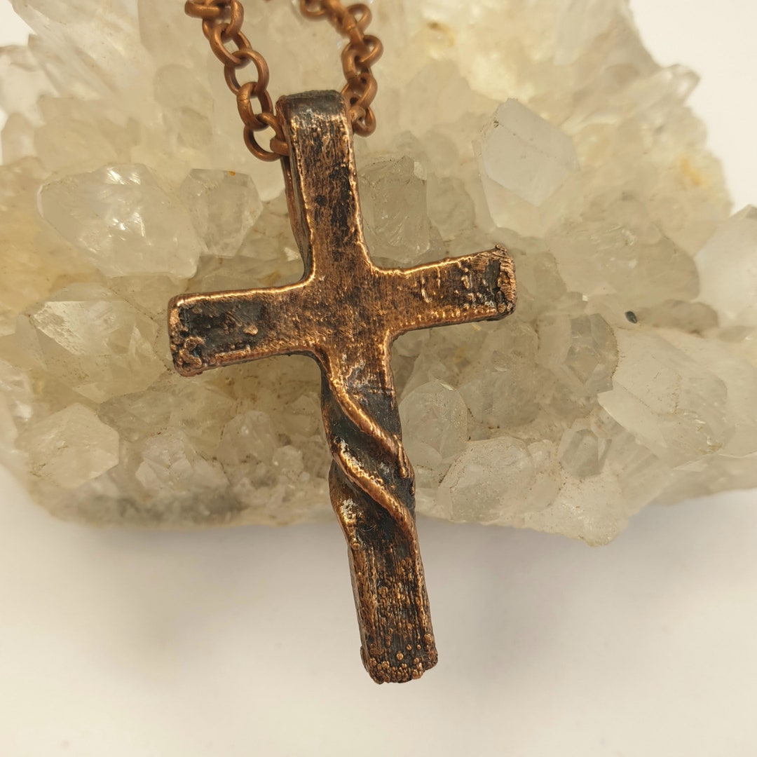 Sacrifice Rustic Copper Cross Electroformed Necklace - Etsy