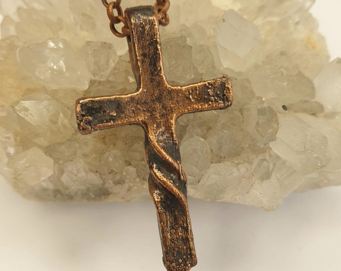 Sacrifice- Rustic Copper Cross Electroformed Necklace - Etsy