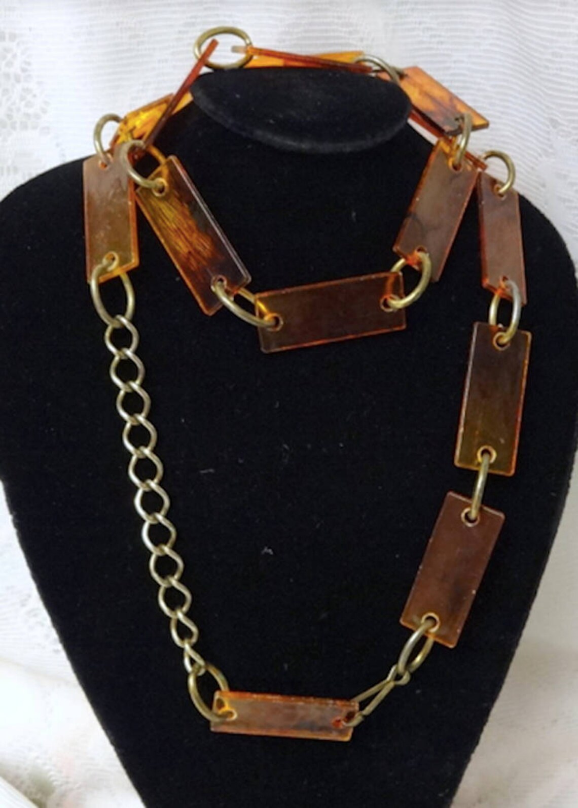 Vintage Tortoise Necklace - Tortoise Shell Chunky Celluloid Link Belt ...