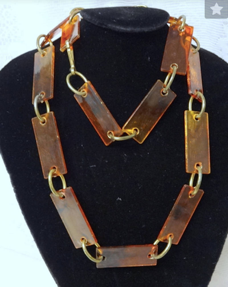 Vintage Tortoise Necklace - Tortoise Shell Chunky Celluloid Link Belt ...