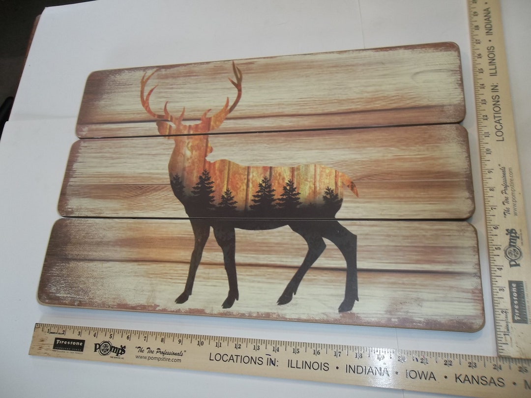 Wooden Sign Deer Sign Deer Print on Wooden Sign - Etsy
