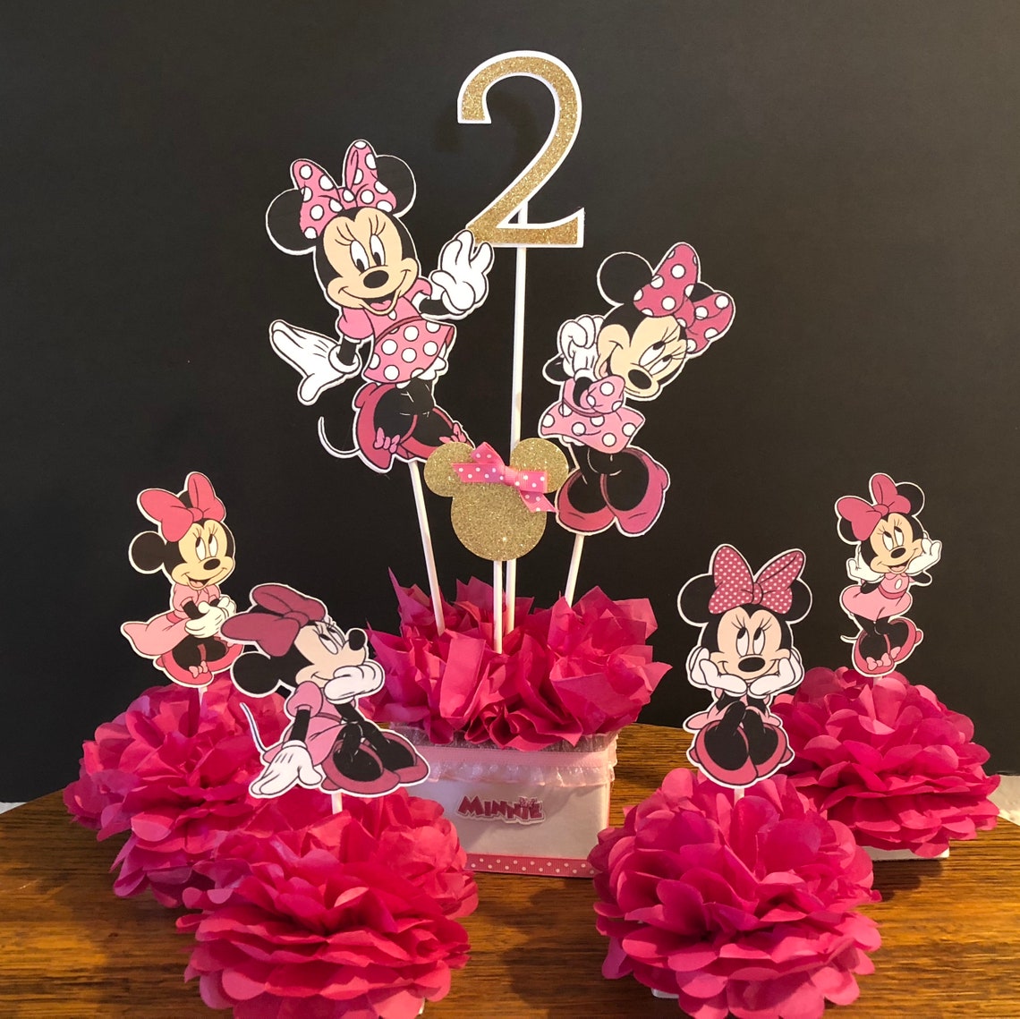 Minnie Mouse Birthday Centerpiece: Gold Glitter Party Decorations - Etsy