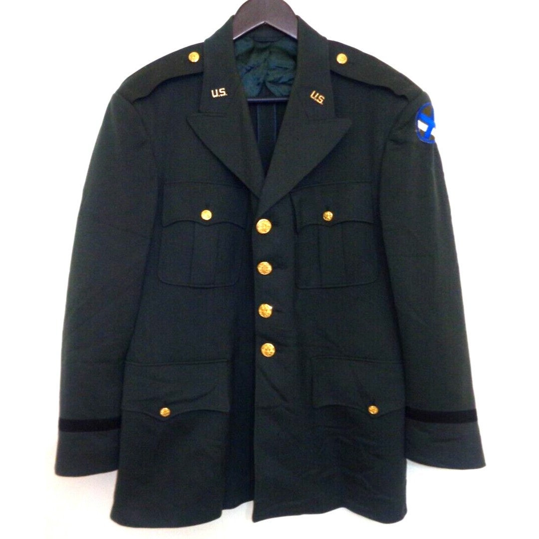 US Military Army Green Coat Wool Blazer 42 Jacket Uniform Mens W/ Patch ...