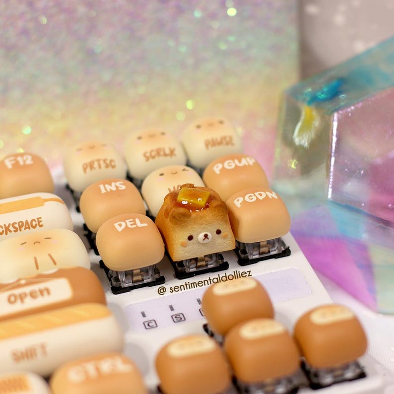 Bear Artisan Keycap, Cute Pancake Bear Keycap With Butter, Kawaii ...