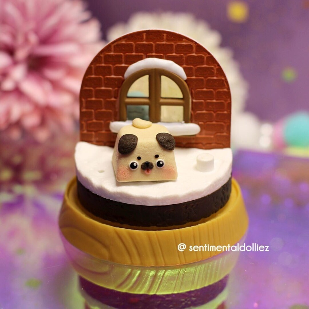 Pugs Dog Artisan Key Cap - Kawaii Dog- Artisan Key Cap - Cute Keycaps ...