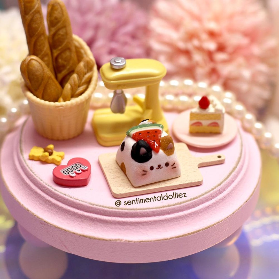 Calico Kawaii Watermelon Cat - Artisan Key Cap - Cute Keycap - Etsy