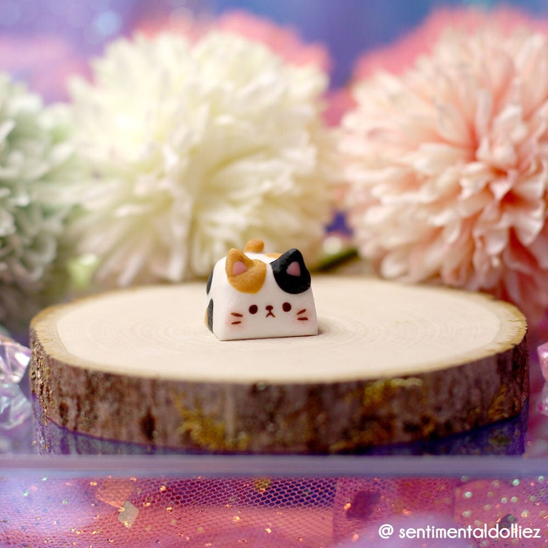 Calico Kawaii Cat - Artisan Key Cap - Cute Keycap - Etsy