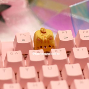Yellow Tabby Cat - Kawaii Cat - Artisan Key Cap - Cute Keycaps - Etsy