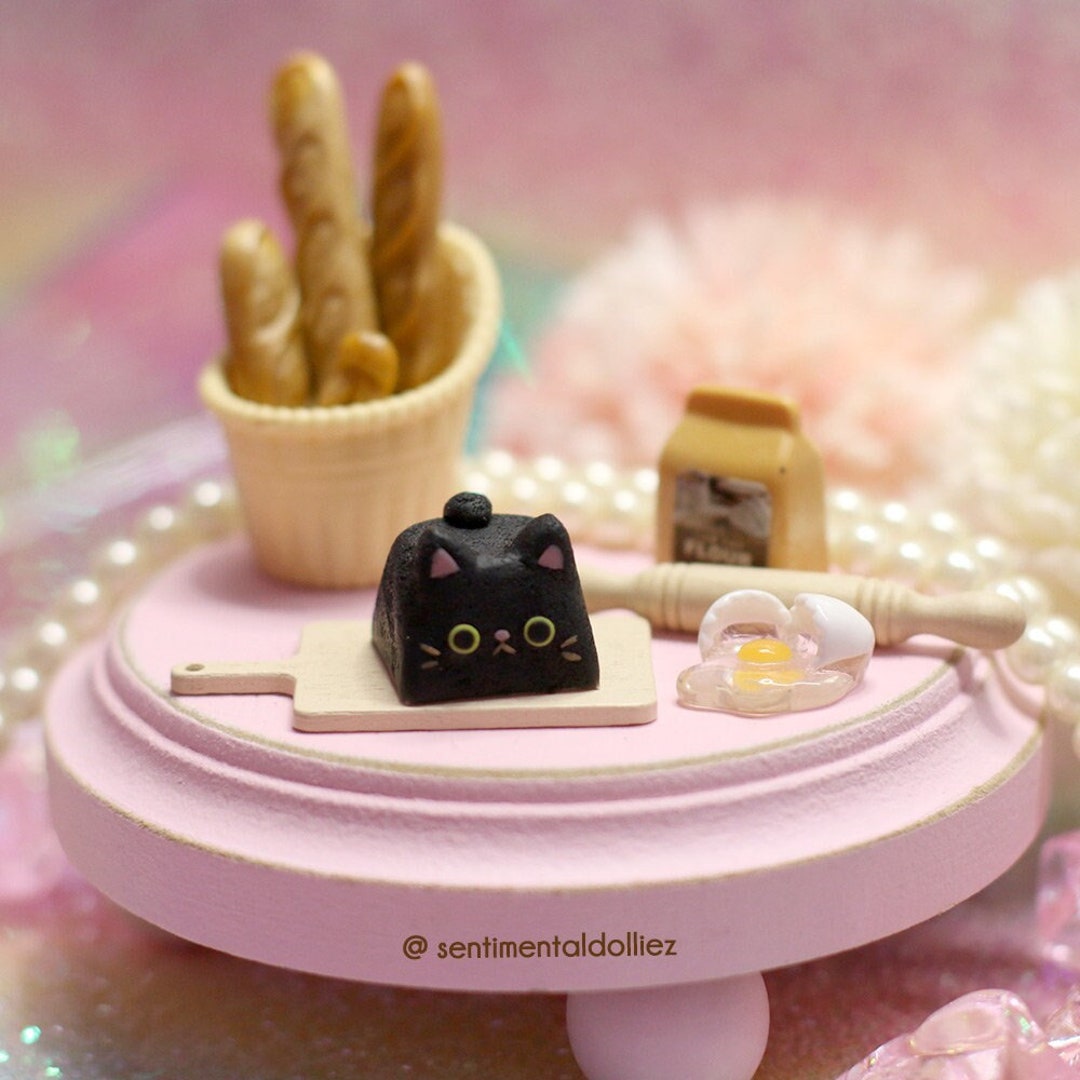 Kawaii Black Cat - Artisan Key Cap - Keycaps - Keyboard Accessories ...