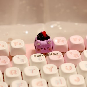 Taro Milk Tea Key Caps - Purple Boba Cat Key Caps - Boba Tea Key Caps ...