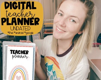 Rainbow Digital Teacher Planner - Etsy