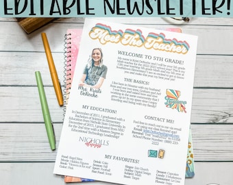 MEET THE TEACHER Bee Theme Newsletter Templates, Canva Template for ...