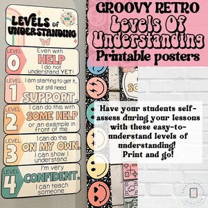 Levels of Understanding Posters, Retro Groovy Classroom Decor ...