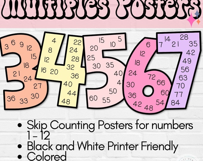 Pastel Rainbow Skip Counting Posters | Large Number Display ...